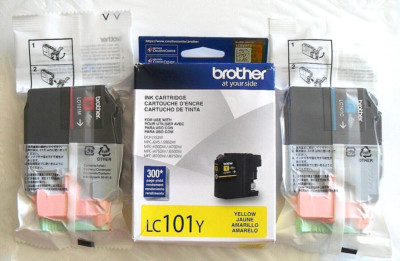 BROTHER LC101 3 COLORS CYAN MAGENTA YELLOW INK CARTRIDGES -NEW (YELLOW ...