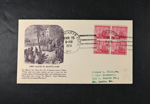 Mar 23 1934 FDC USA Scott # 736-9 Ed Kee Cachet VF Cover Maryland Hand ...