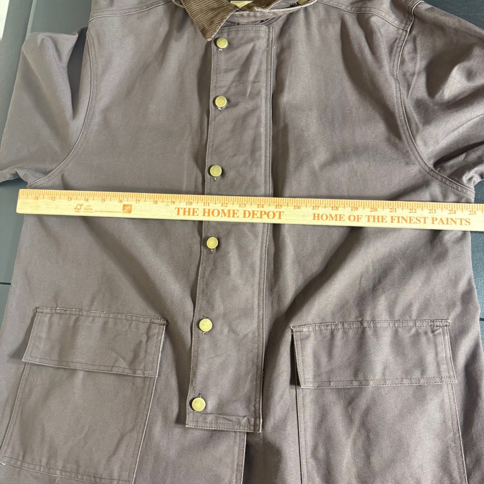 Scully Long Duster Barn Coat Mens L Corduroy Collar Brown Canvas ...