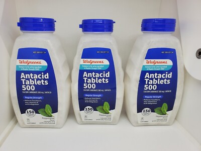 3X Walgreens Peppermint Antacid 500mg Calcium Ca 150 Chewable Tablets ...
