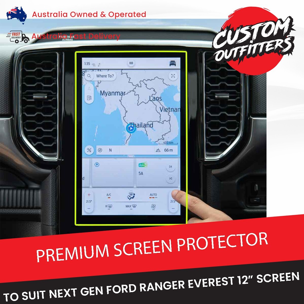 12 inch For Ford Ranger 2022 RAPTOR Car GPS Navigation LCD Screen ...