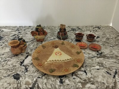 Vintage Popular Imports Inc. Native American Minature Resin Tea Set | eBay