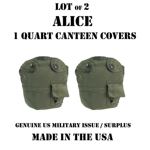 LOT OF 2 USGI US MILITARY ARMY USMC 1 QT CANTEEN COVER POUCH w/ ALICE ...