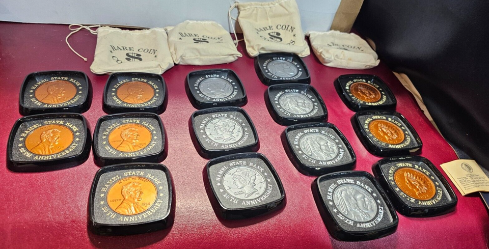 15 COIN Drink COASTERS HAMEL STATE BANK ILLINOIS PLASTIC 20TH ...