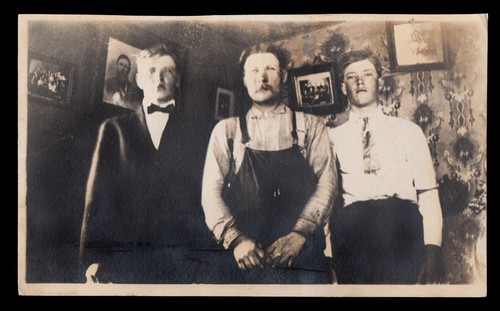 SPOOKY SOMBER FACES MEN & HAUNTED HOUSE PORTRAIT ~ 1900s RPPC PHOTO | eBay