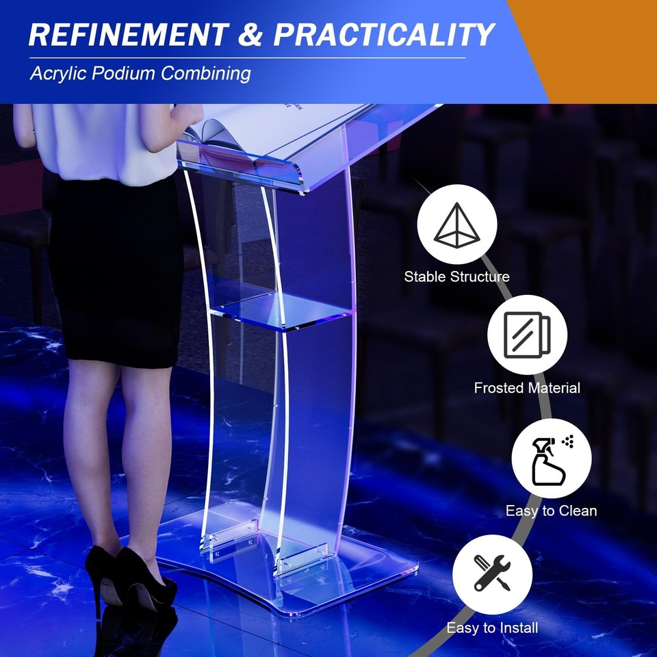 Clear Acrylic Lectern Transparent Professional Podium Church Pulpit ...