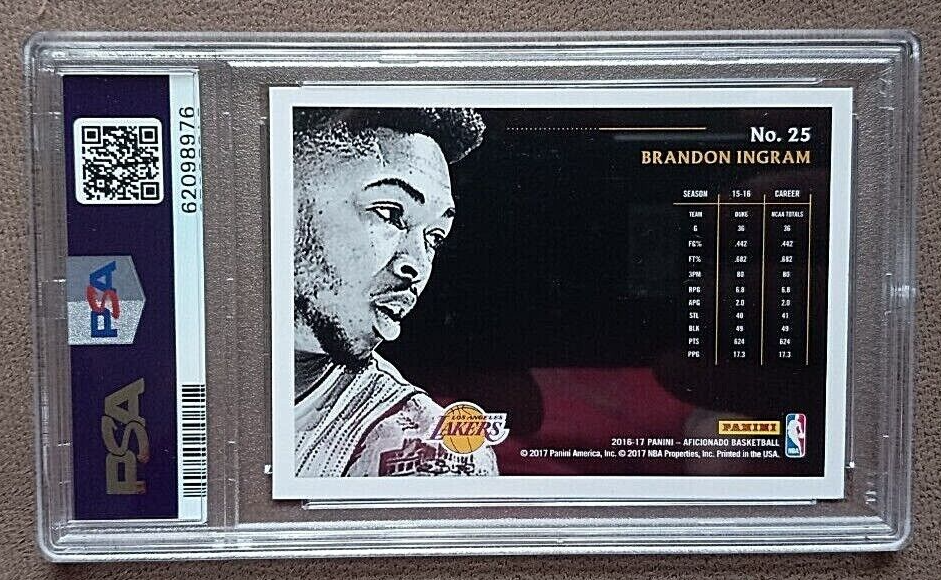 2016-17 Panini Aficionado Brandon Ingram RC Rookie Card #25 ~ PSA ...
