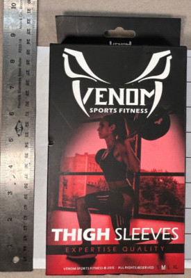 Venom Size M Thigh Compression Sleeve One Pair Support Black Sports ...