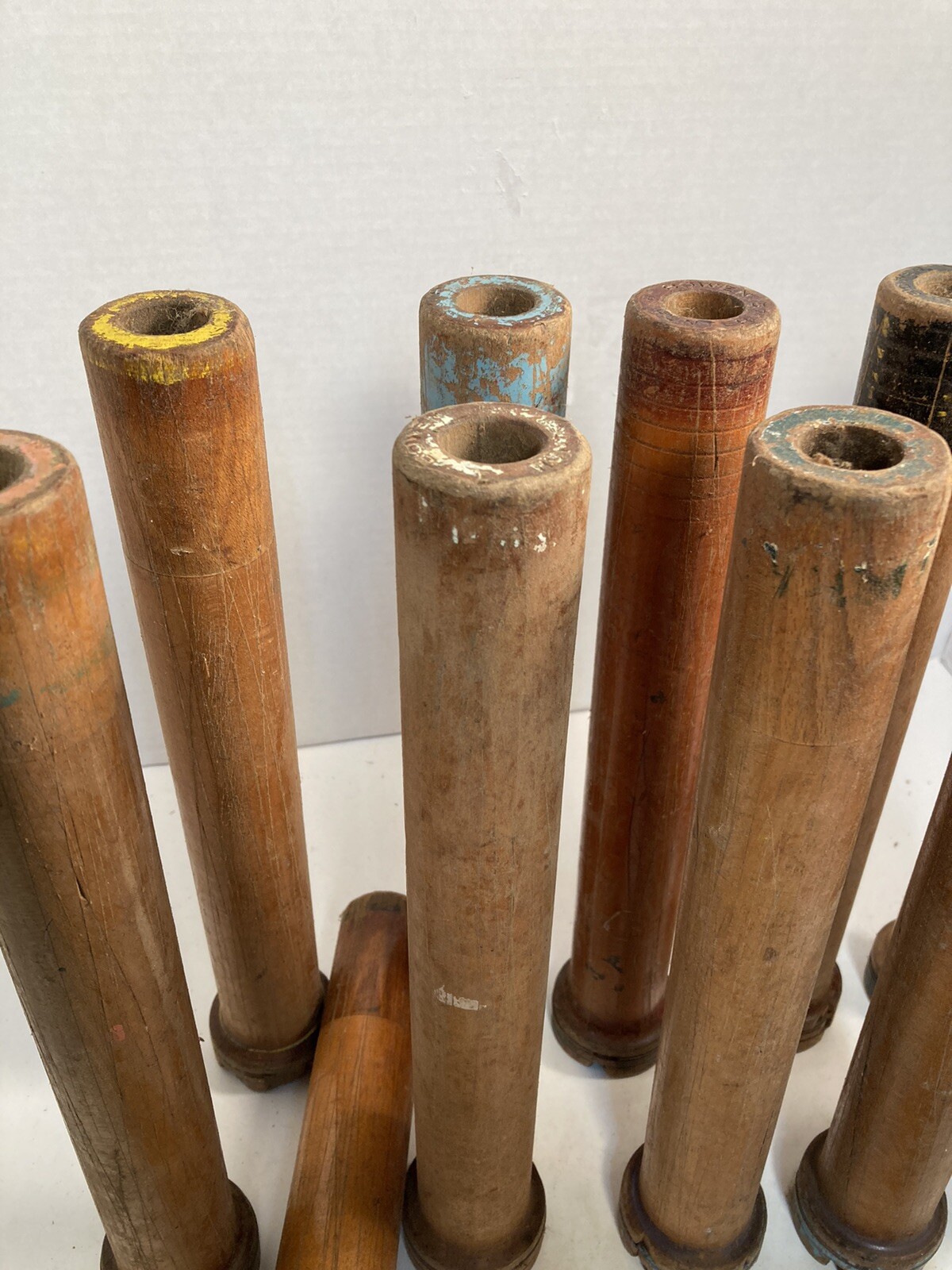 Roving Bobbins 12" Tall Wooden Spools Quills Primitive Textile Lot-12 ...