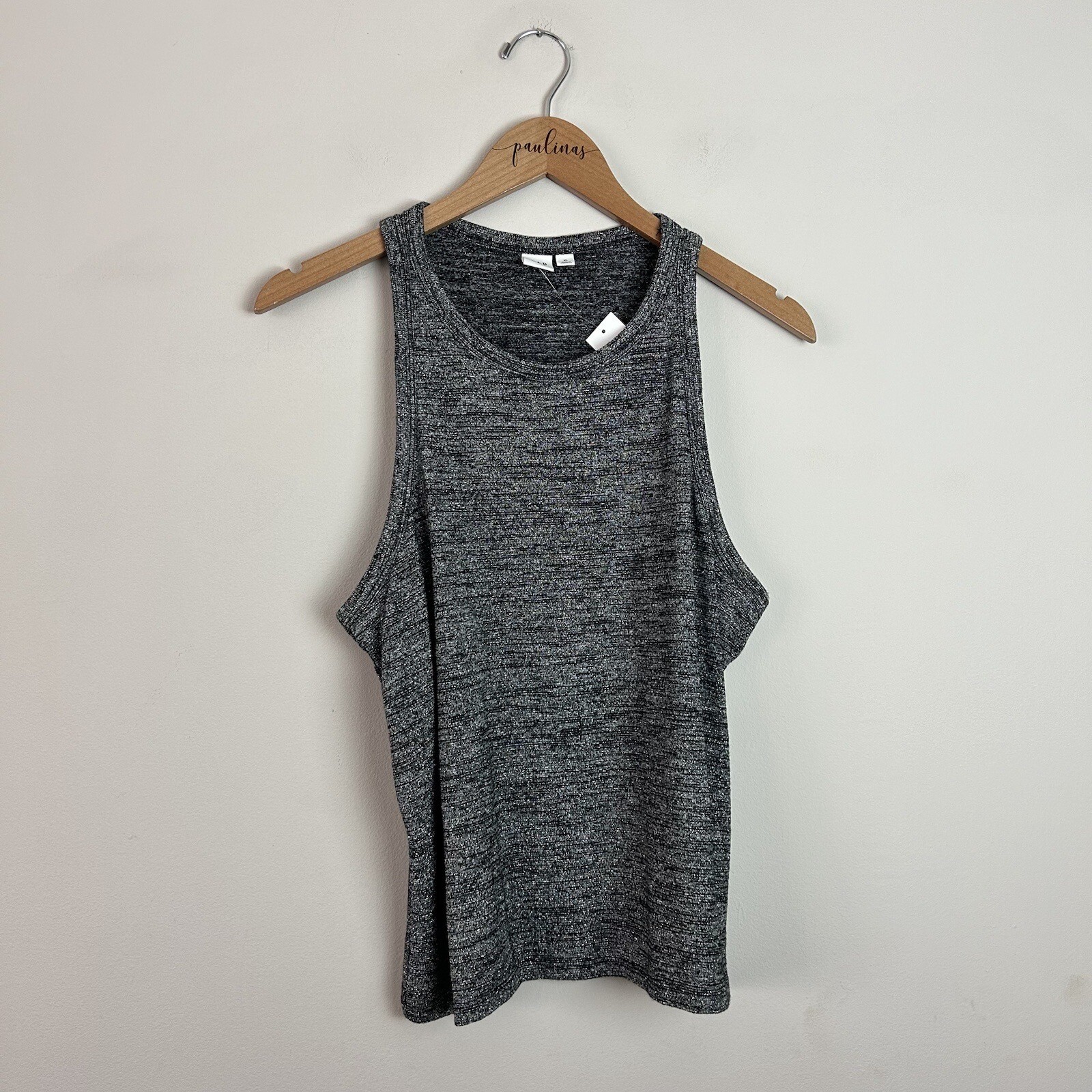 NWT GAP Black Silver Metallic Racerback Sleeveless Tank Top XL | eBay