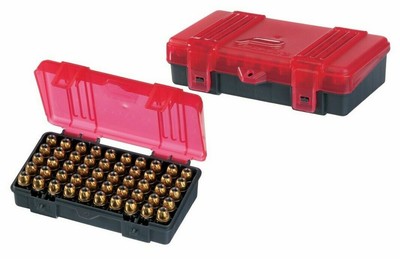 Plano 50 Count Handgun Ammo Hard Case Grey/Red Ammunition Box 9mm, .38 ...