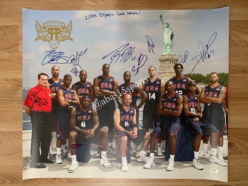 2008 USA Basketball REDEEM TEAM Signed Poster Kobe Bryant Lebron James ...