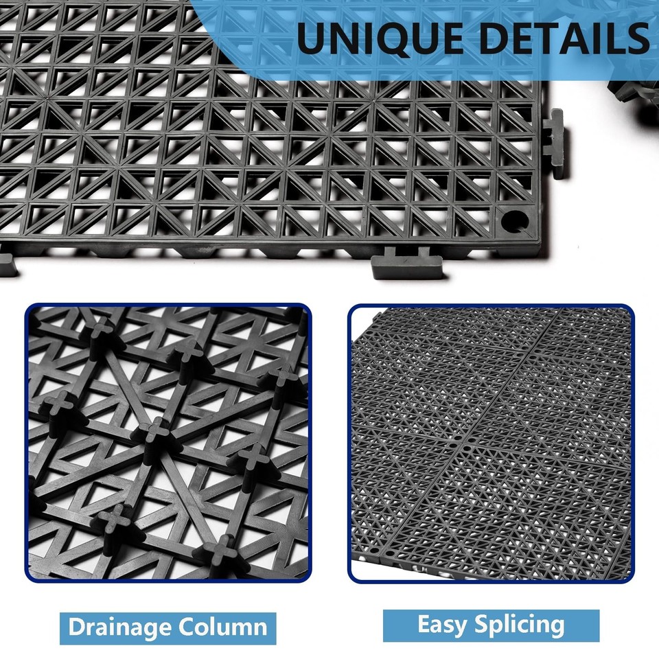 8Pack Drainage Interlocking Floor Tiles, Non-Slip Pool Deck Drain Tiles ...