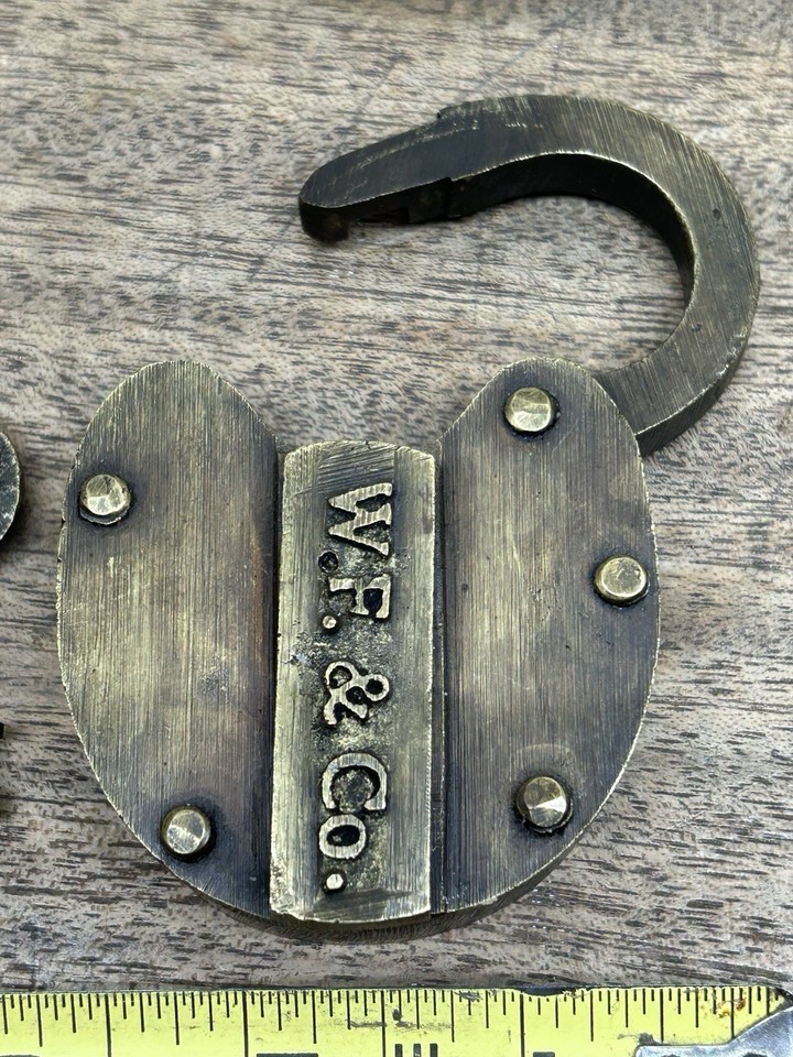 VINTAGE WELLS FARGO CO. CAST BRASS PADLOCK WITH KEY ~ ANTIQUE! | eBay
