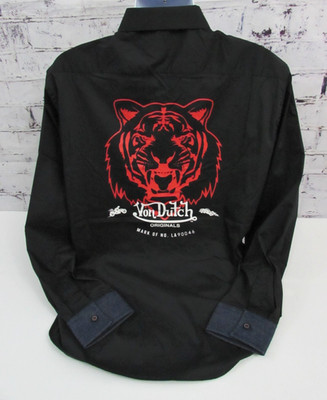 Von Dutch Originals Black Button Up Long Sleeve Graphics Shirt Men’s ...