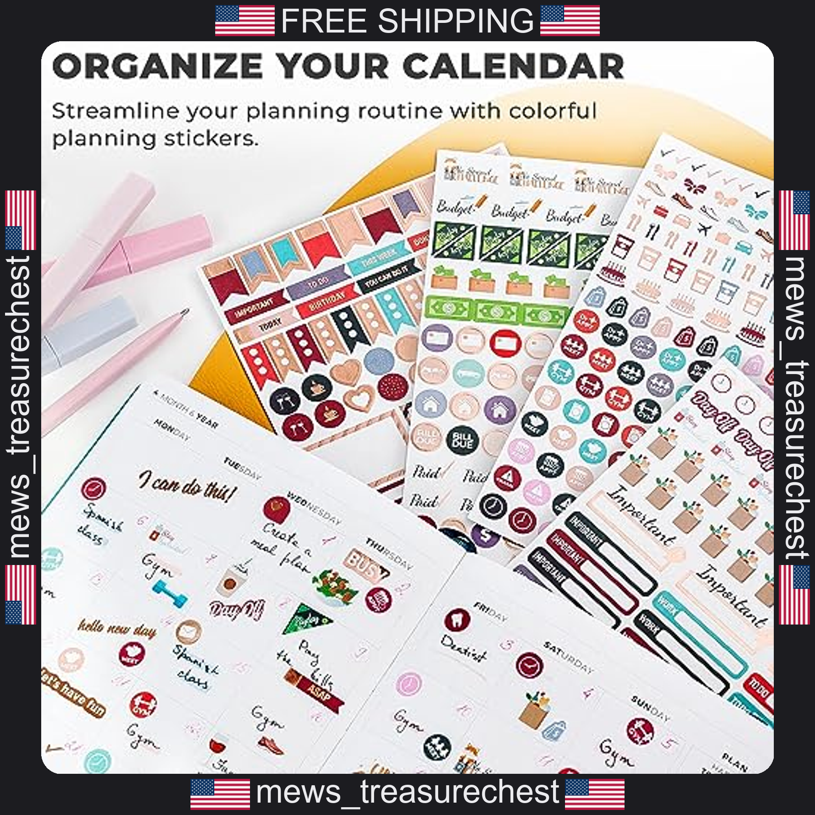 Planner Stickers Pack 1360+ Rose Gold Foil for Journals & Calendars | eBay