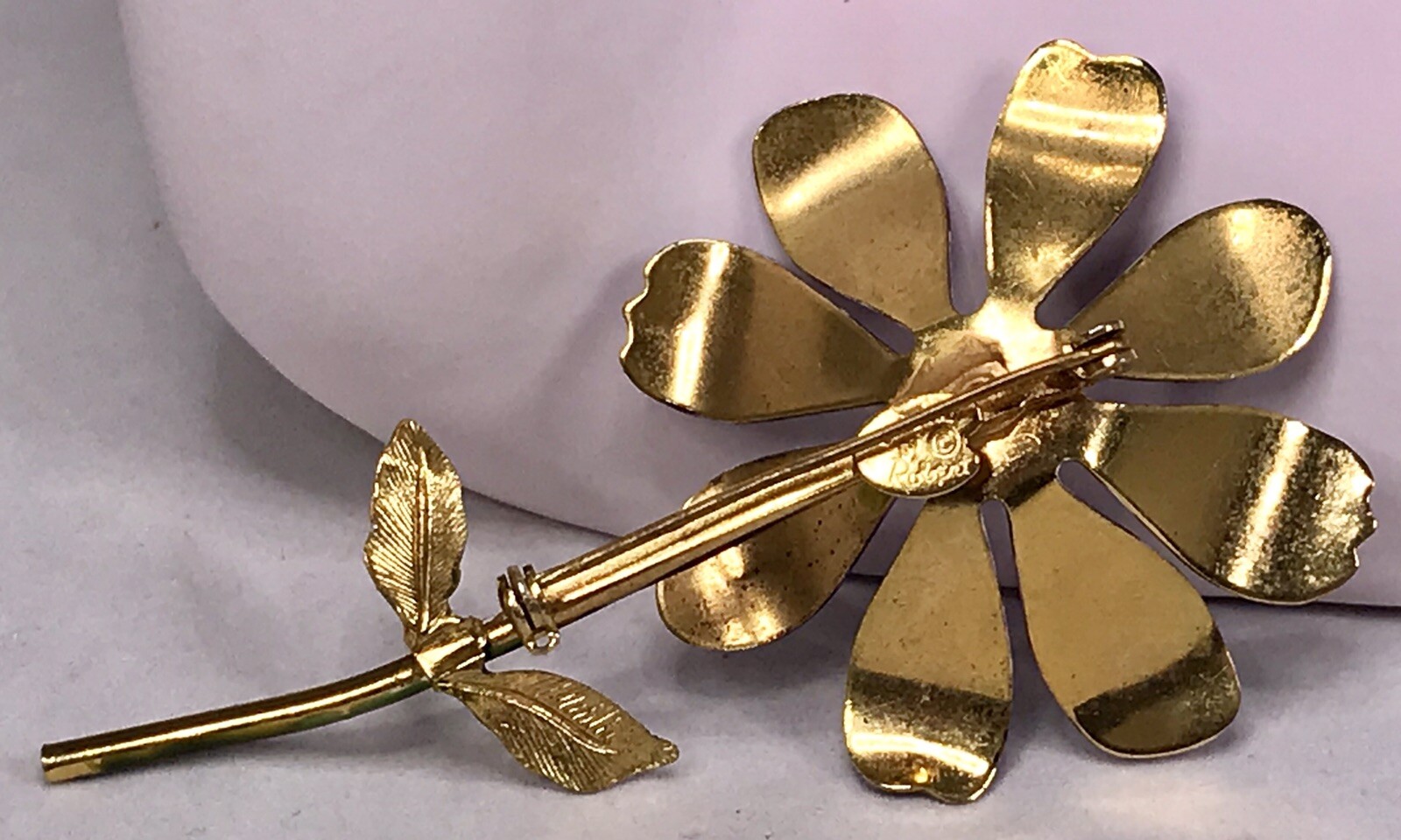 RARE ORIGINAL BY ROBERT Vintage FLOWER BROOCH Pin Pur… - Gem