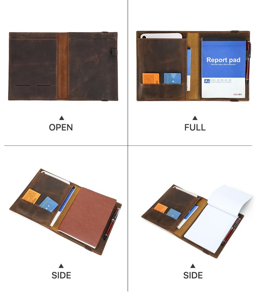 Leather A5 Notebook Case Cover Pen 2 Card Slot Tablet Sleeve For iPad 7 ...