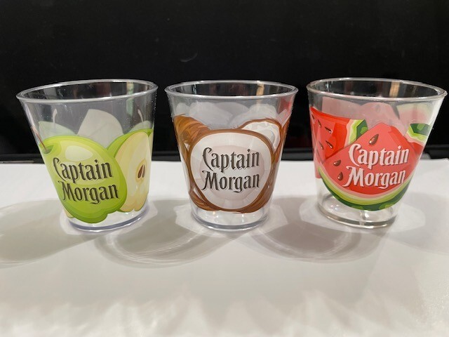 CAPTAIN MORGAN SHOT GLASS (HEAVY PLASTIC) SPECIALTY SET OF 3 | eBay