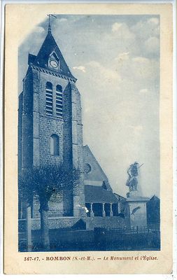 CP 77 Seine-et-Marne - Bombon - Le Monument et l'Eglise | eBay
