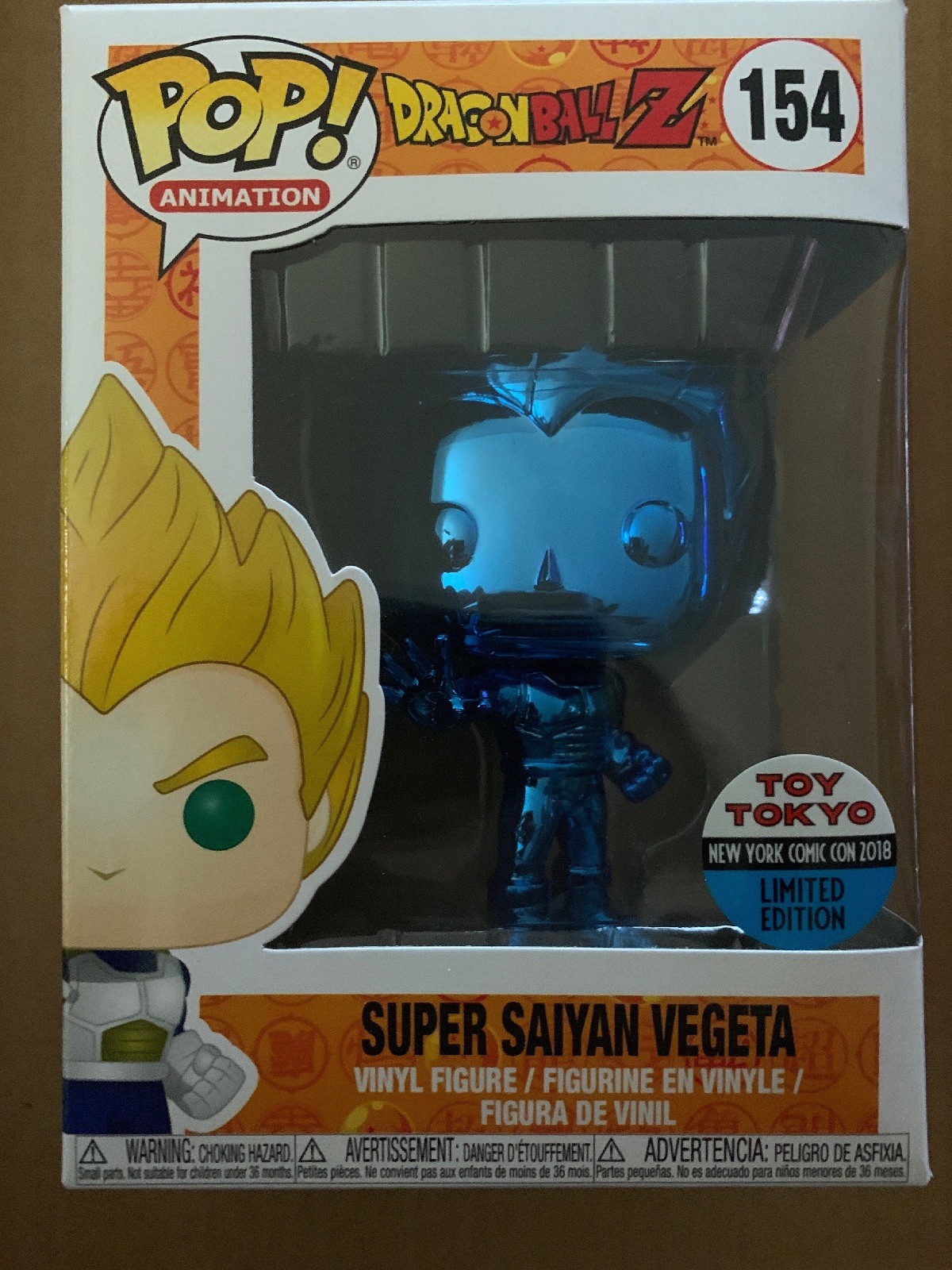 Funko POP! Super Saiyan Vegeta 154 NYCC 2018 Blue Chrome Dragon Ball Z ...