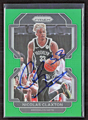 Nicolas Claxton Signed 2020-21 Panini Green Prizm #38 Autograph Card In ...
