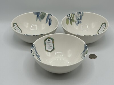 Intesa Home ~Blue & Green Wildflowers ~Coupe Cereal Bowls •Lot Of 3 ...