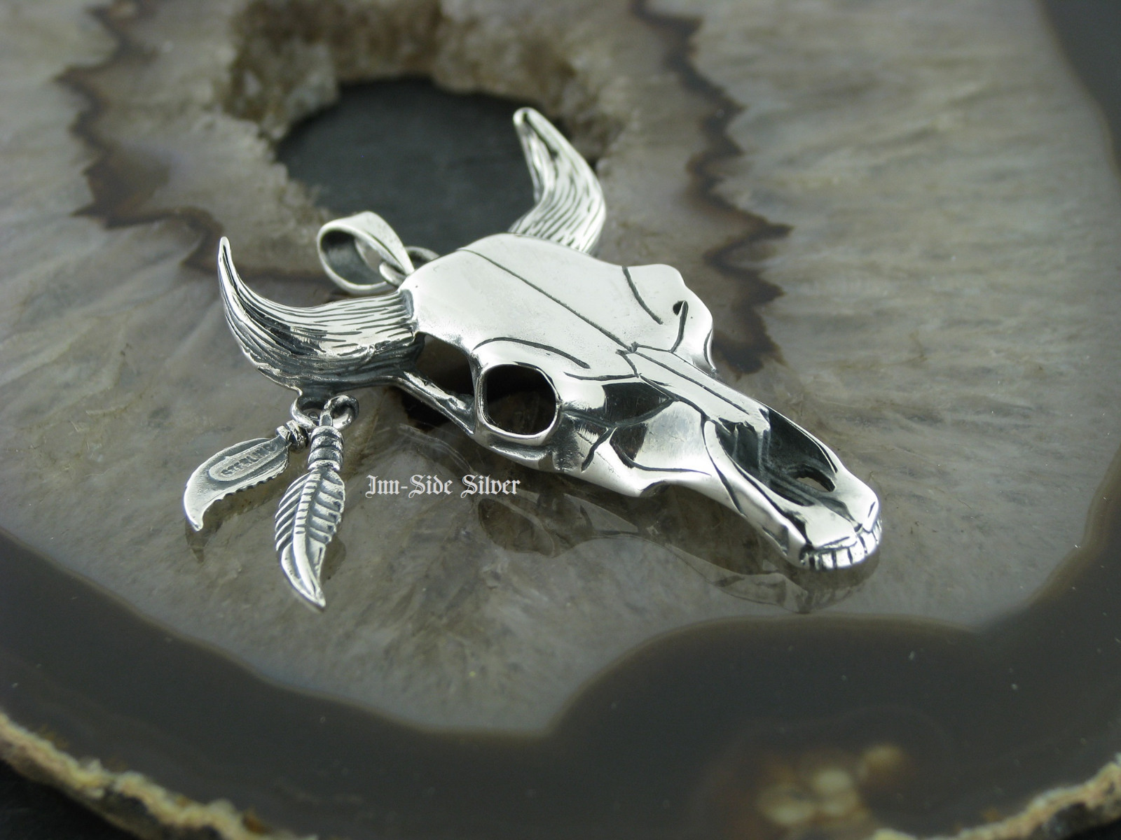 Anhänger Kettenanhänger Silber 925 Stierkopf Steer Skull Stier Cow ...