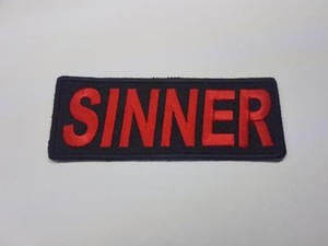 SINNER Biker Patch Embroidered Sew Iron on Rider Motorcycle vest cut ...