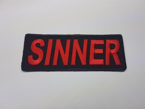 SINNER Biker Patch Embroidered Sew Iron on Rider Motorcycle vest cut ...