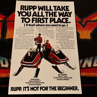 🏁 ‘72/73 RUPP NITRO & MAGNUM Snowmobile Poster Vintage rupp race sleds ...