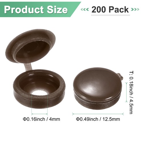 200-Pack 4mm Plastic Hinged Screw Covers Caps for M3 M4 M5 Screws ...