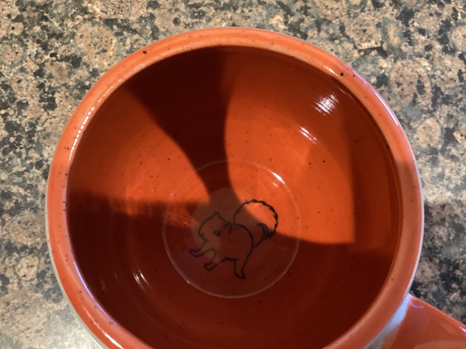 Meritage Squirrel Coffee Mug Cup Orange Interior Handle Ceramic Round ...