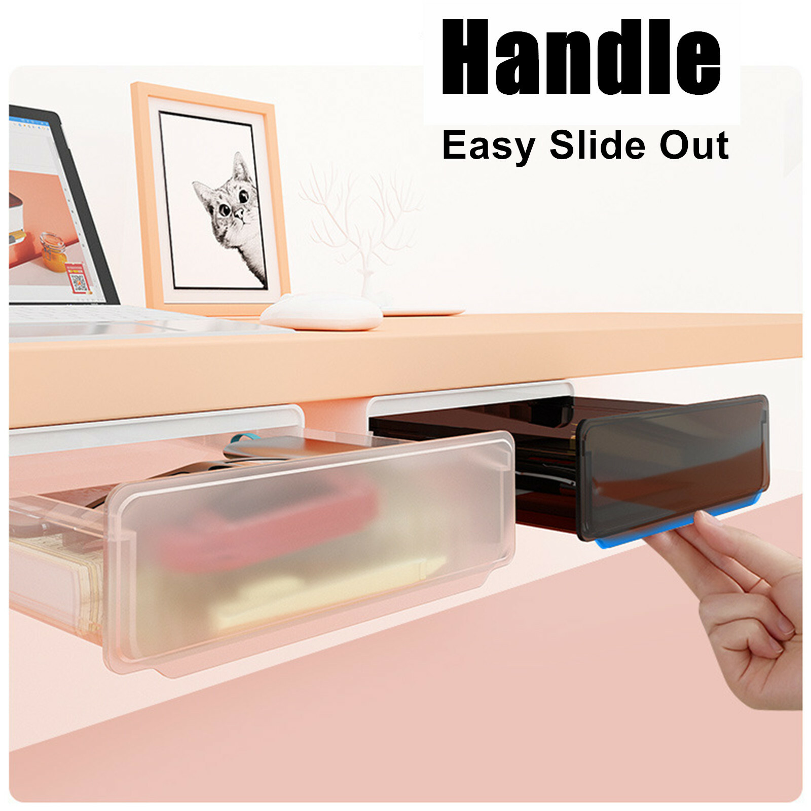 Under Desk Drawer Adhesive Slide-out Office Desk Organizers and Storage ...