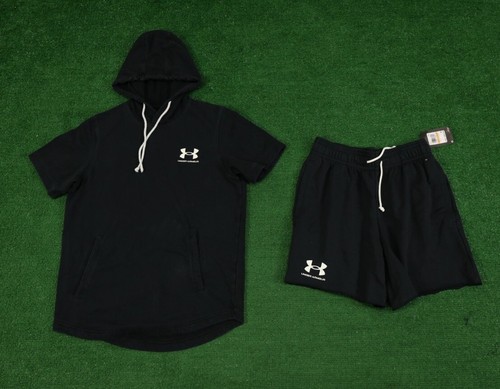 Under Armour Mens Small Rival Terry Fleece Short Sleeve Hoodie & Shorts ...