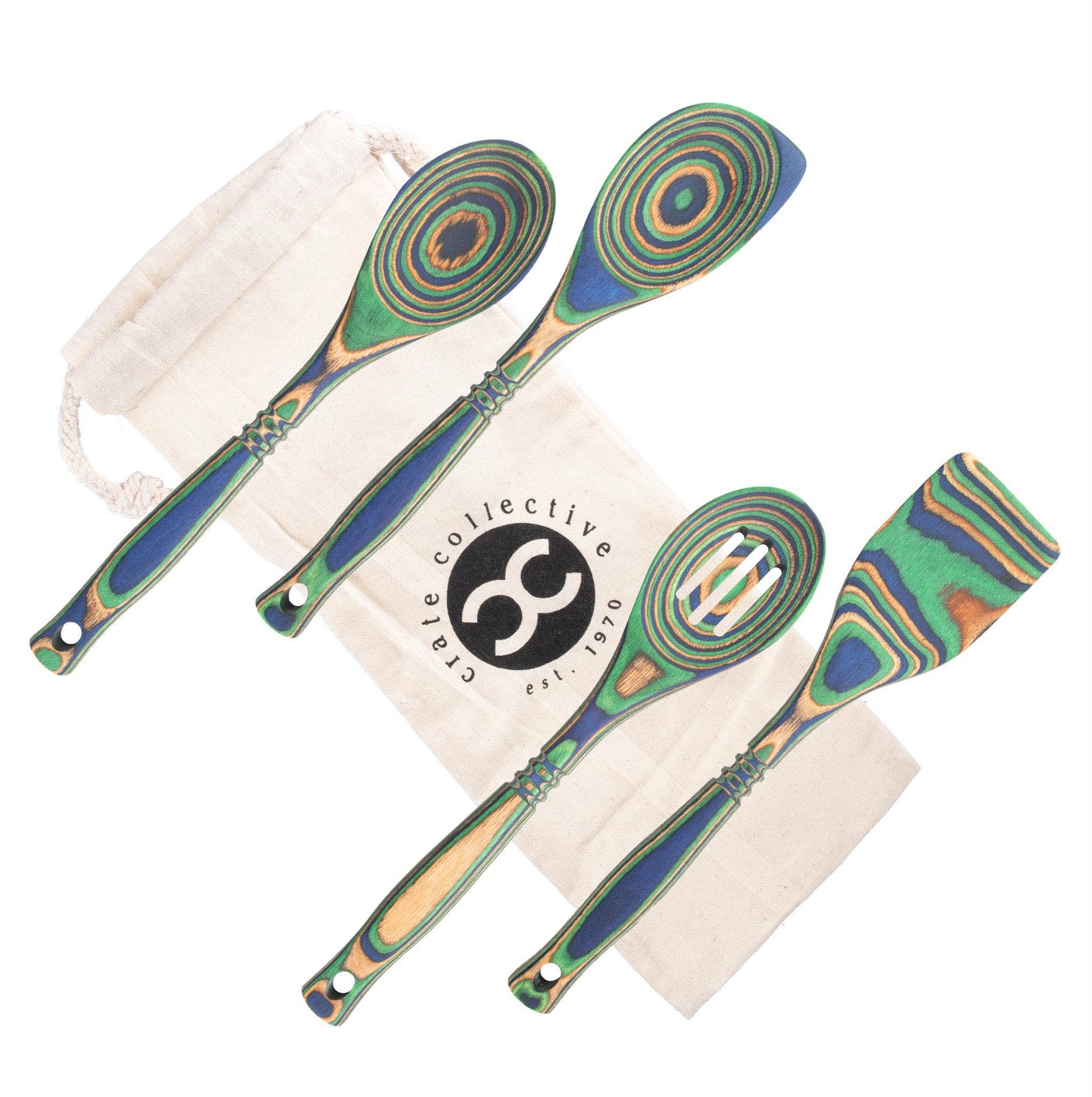 Crate Collective 4-Piece Pakka Wood Kitchen Utensil Set Cooking Spoons ...