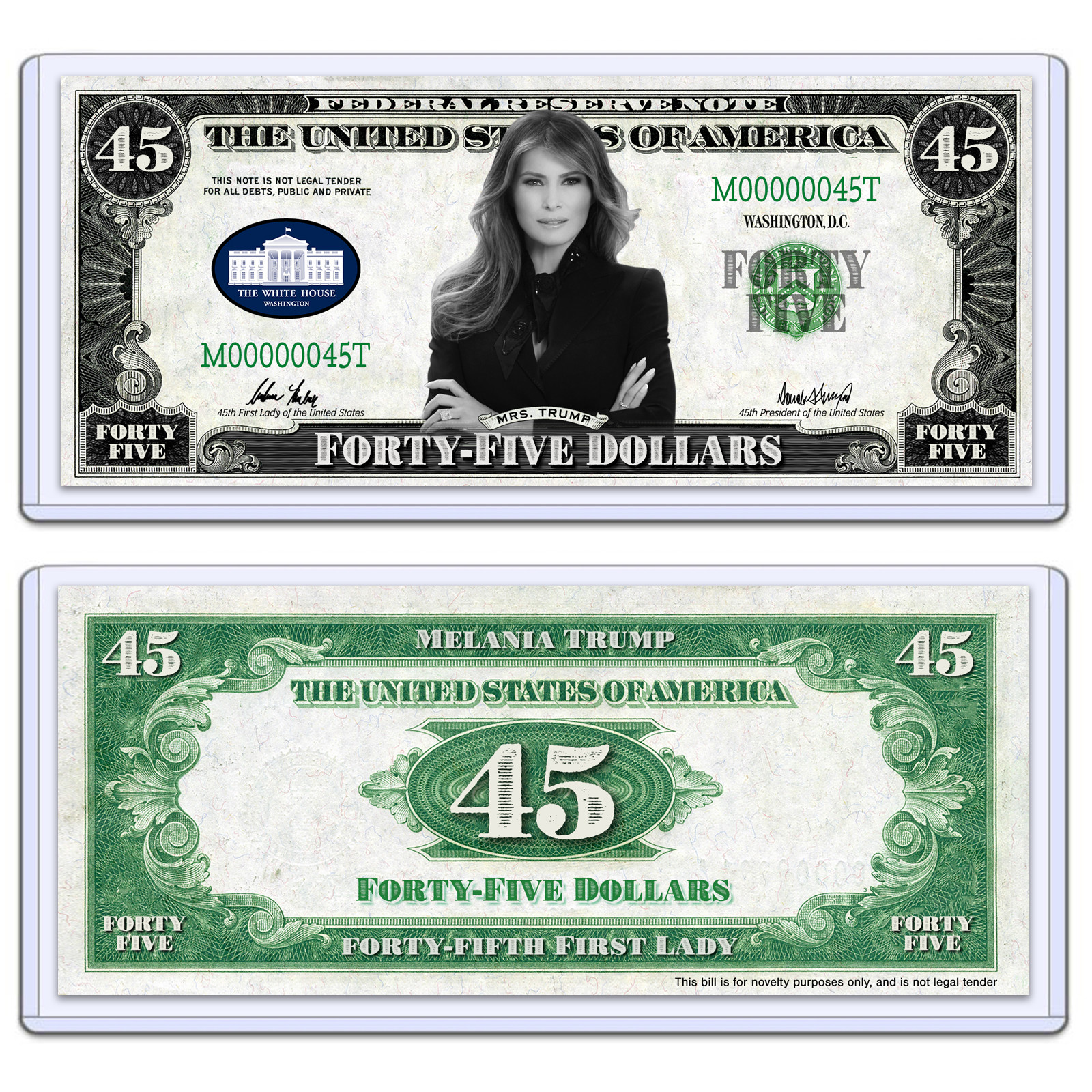 Donald Melania Trump TWO PACK Collectible United States Novelty 45 ...