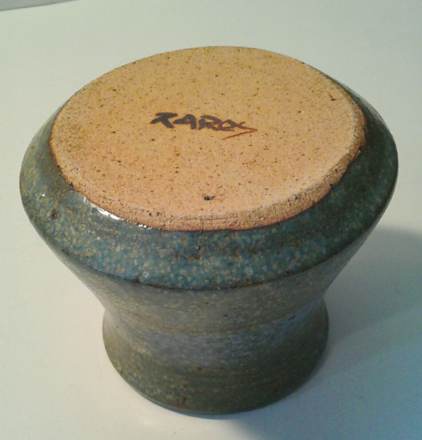 Mid century pottery Rosene Zaros nubby texture blue green vessel mug ...