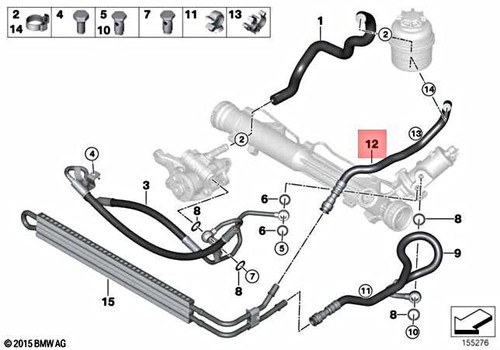 Genuine BMW E82 E84 E92 Power Steering Radiator Return Hose OEM ...