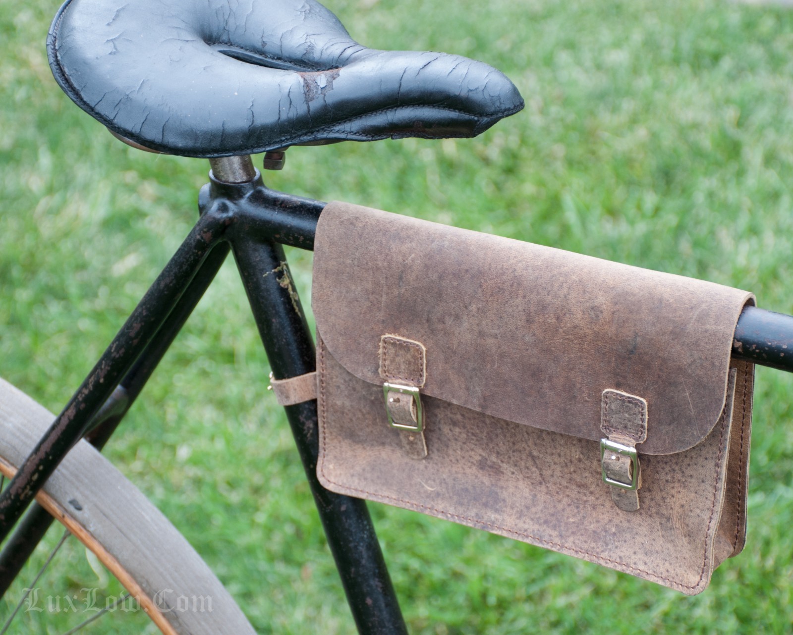 Vintage Brown Leather Bicycle Frame TOOL BAG POUCH Schwinn RoadBike ...