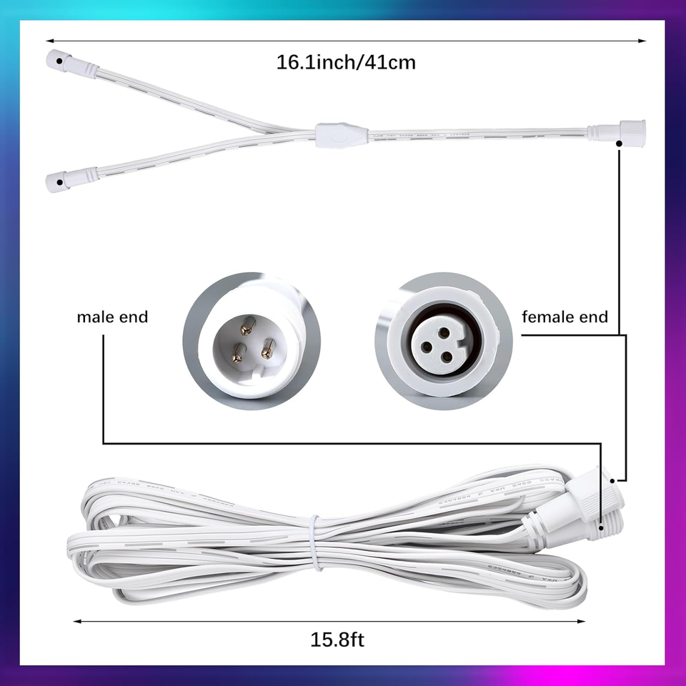 2 Pcs Extension Cable Kit Compatible with Govee Permanent Outdoor Light ...