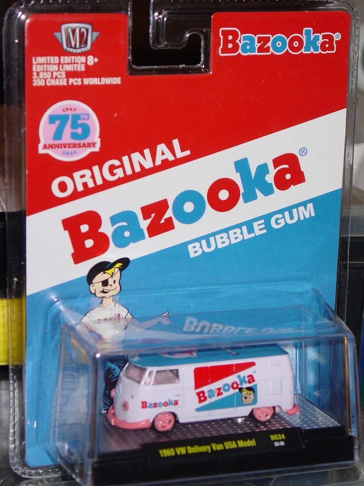 M2 MACHINES 1969 VOLKSWAGEN VW VAN BAZOOKA JOE BUS w/BUBBLE GUM CHASE ...