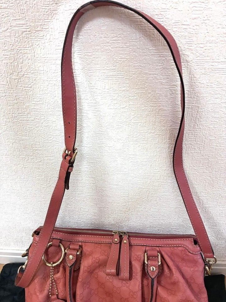 GUCCI Sukey GG Hand Shoulder Bag Ziplock Leather Pink Gold Hardware ...