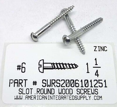 #6x1-1/4 Round Head Slotted Wood Screws Steel Zinc Plated (27) | eBay
