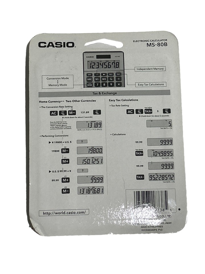 Casio MS-80S Tax and Currency Calculator 8-Digit LCD MS80B 79767187385 ...