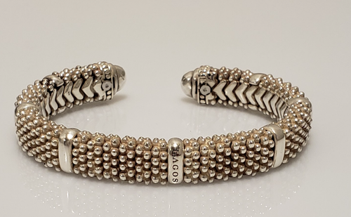 Lagos Caviar Sterling Silver 10mm Beaded Station Cuff Bracelet 6.5" | eBay