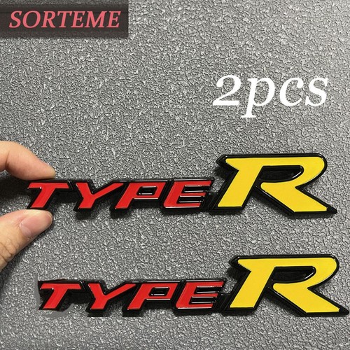 2PCS Metal Red Black Yellow type r TYPE-R Car Emblem Rear Lid Trunk ...