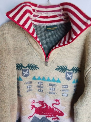 Geiger Austria Pure Wool Pullover Sweater Asian Dragon Knit Intarsia ...