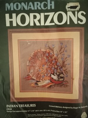 Vintage Monarch Horizons Indian Treasures Crewel Stitchery Kit NOS | eBay