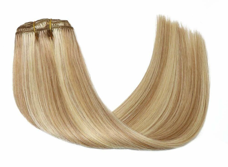 Full Head Double Weft Sew in Weft Hair Extensions Weave Real Human Hair ...